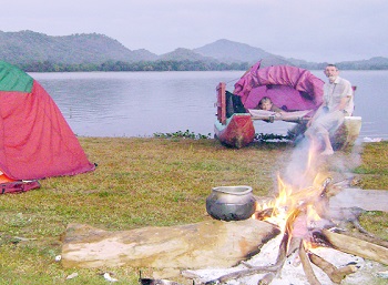 Sorabora Lake in Mahiyanaganaya camping with Sri Lanka Trekking